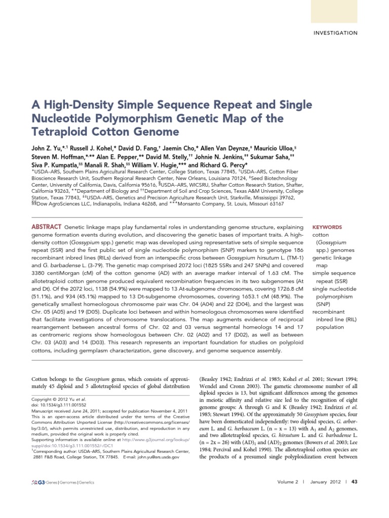 A High-Density Simple Sequence Repeat and Single Nucleotide Polymorphism Genetic Map of The ...