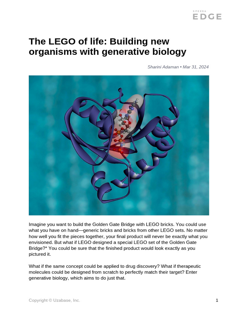 The LEGO of Life Building New Organisms With Generative Biology 31-03 ...
