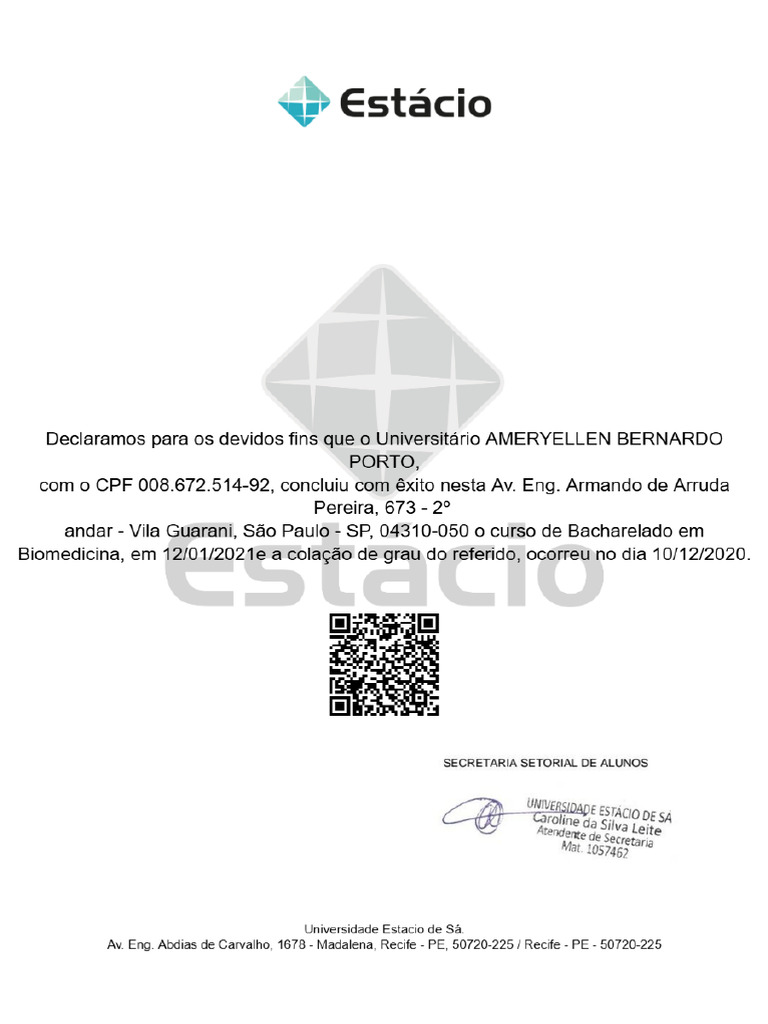 Certificado Estacio | PDF