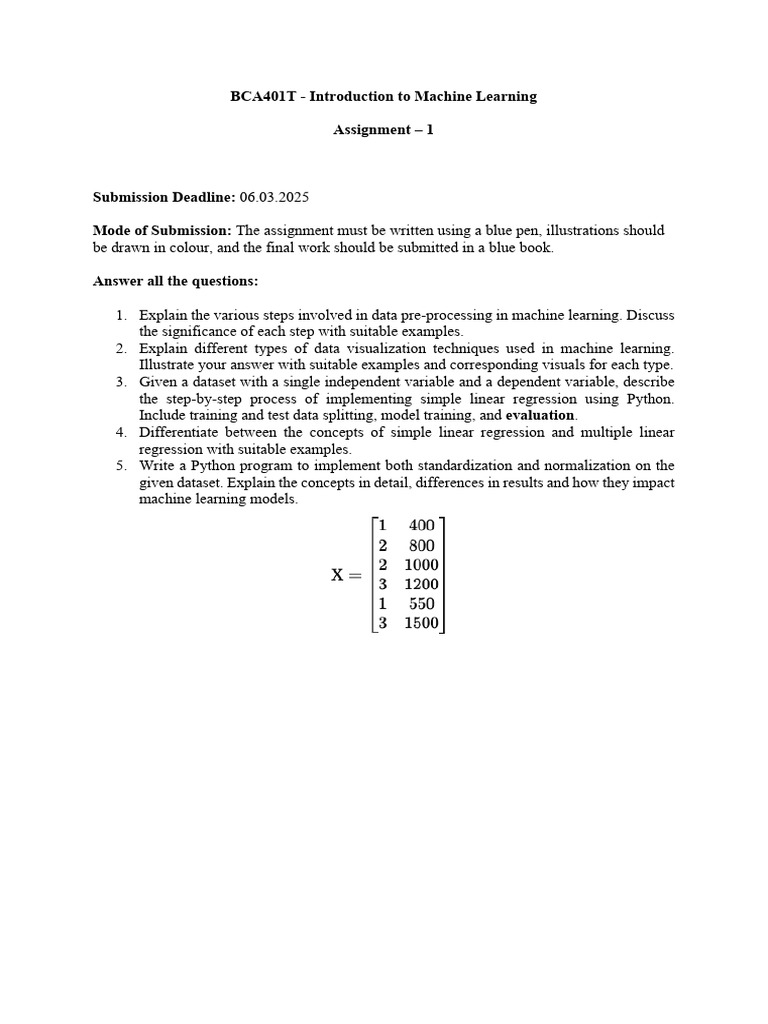 ML - Assignment 1 | PDF