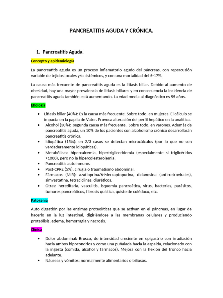 Pancreatitis: Aguda y Crónica | PDF | Enfermedades y trastornos humanos ...