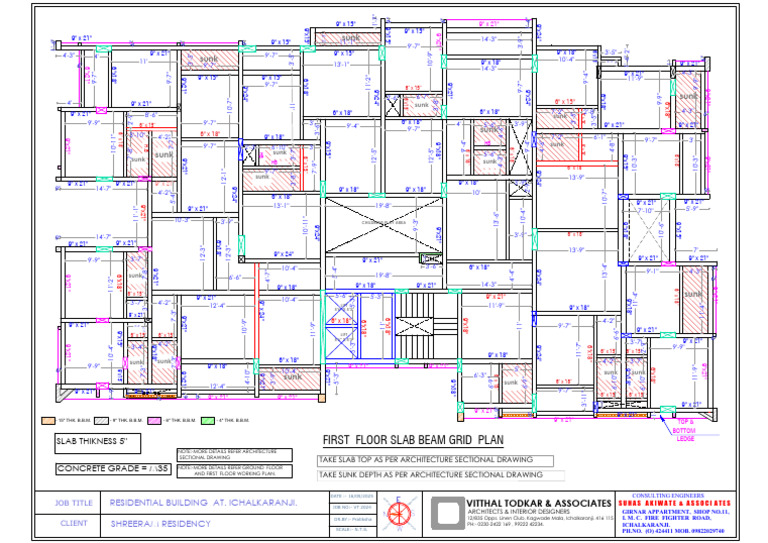 Shree Ram Residency First Floor Slab Beam Grid Plan | PDF | Floors ...