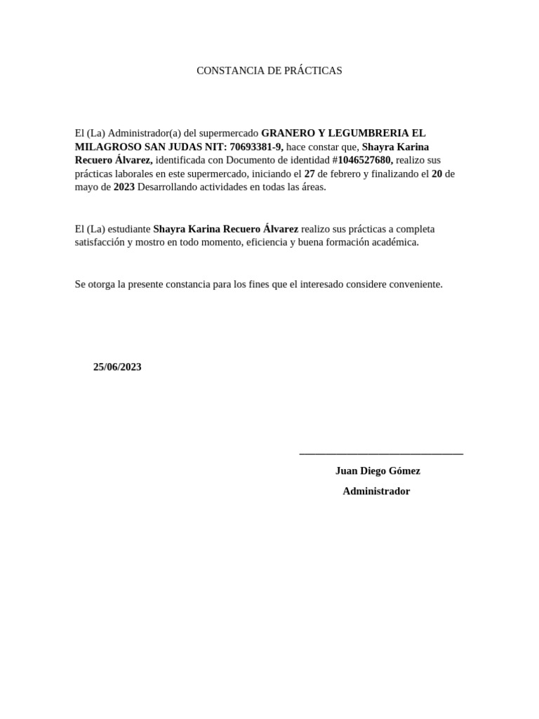 Constancia de Prácticas | PDF