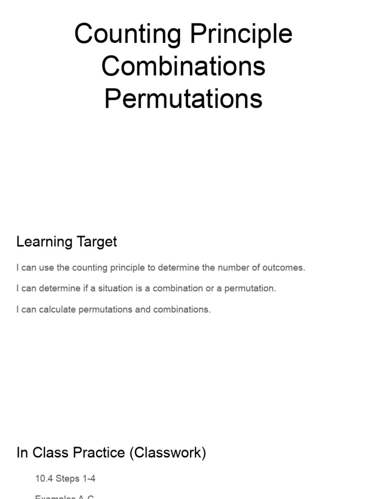 Counting Principle Permutations Combinations B | PDF
