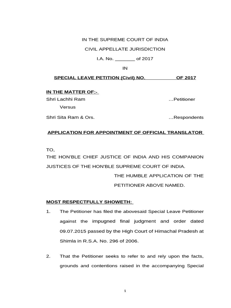 Application For Appointment of Official Translator | PDF | Common Law ...