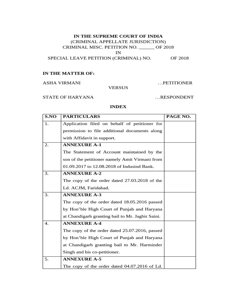 Application For Permission To File Additional Document | PDF | Affidavit | Bail