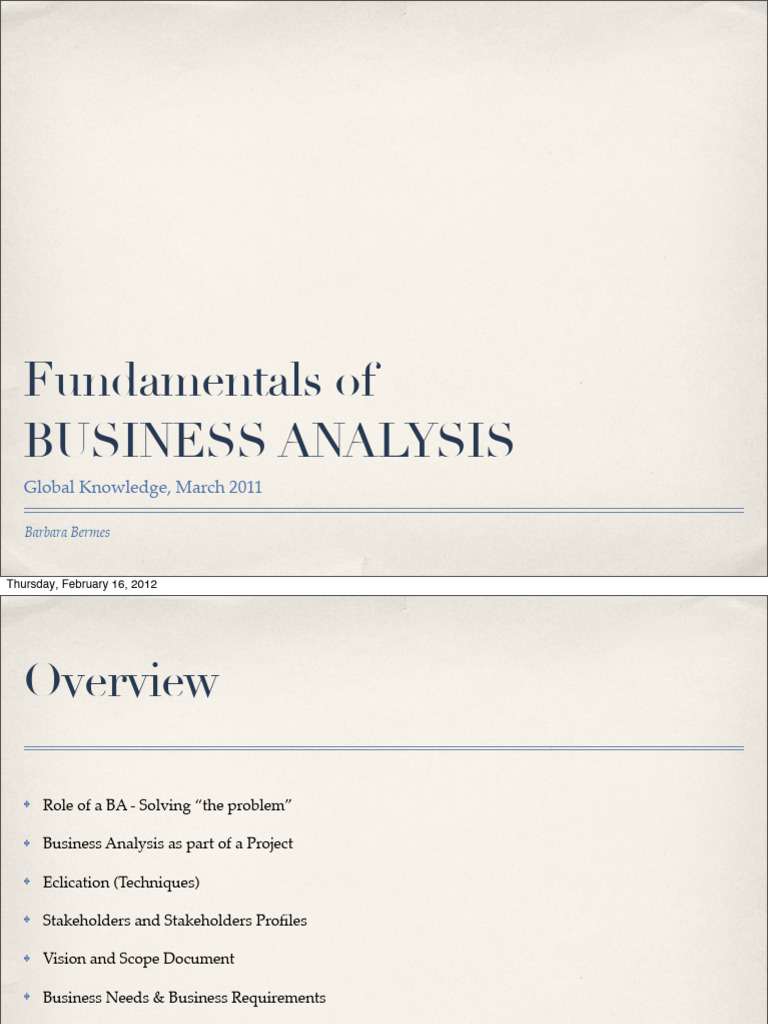 Fundamentals of Business Analysis | PDF | Software Testing | Business ...