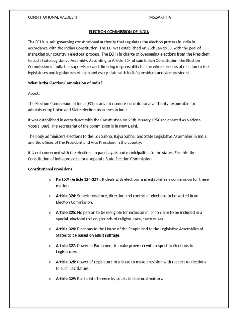 Structure and Role of ECI | PDF | Affirmative Action | Governance