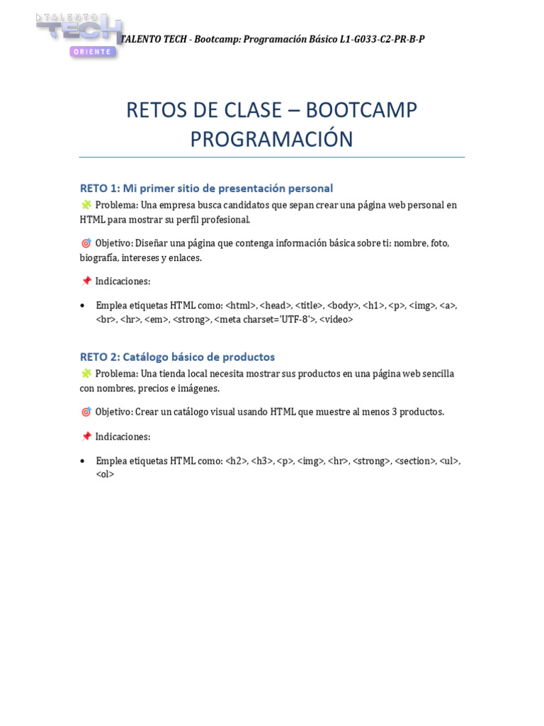 Retos HTML Basico | PDF