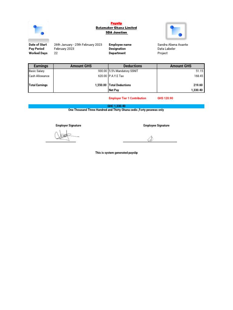 Payslip Sandra Feb 2023 | PDF
