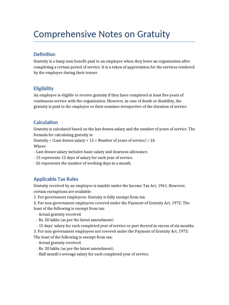Gratuity Notes | PDF