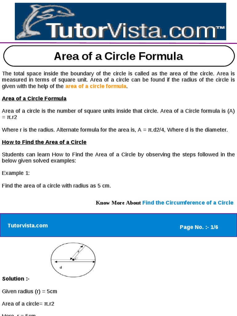 Area of A Circle Formula | PDF