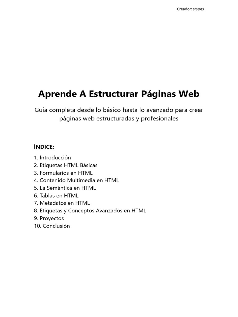 Estructura de Páginas Web en HTML | PDF | HTML | Red mundial