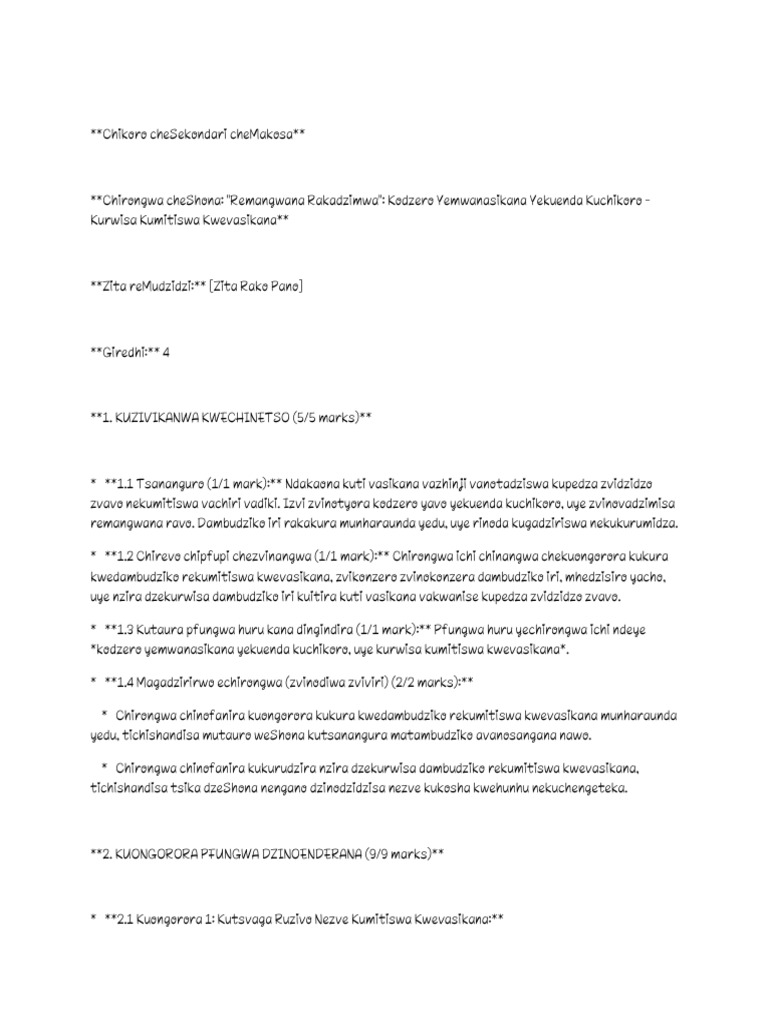 Chikoro Cheseko | PDF