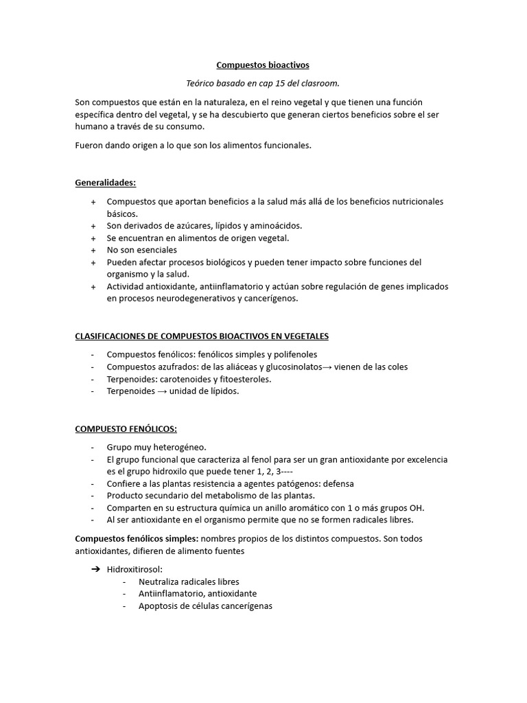 Compuestos Bioactivos | PDF | Antioxidante | Carotenoide
