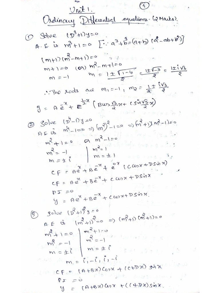 Unit-1 - Ordinary Differential Eqn | PDF