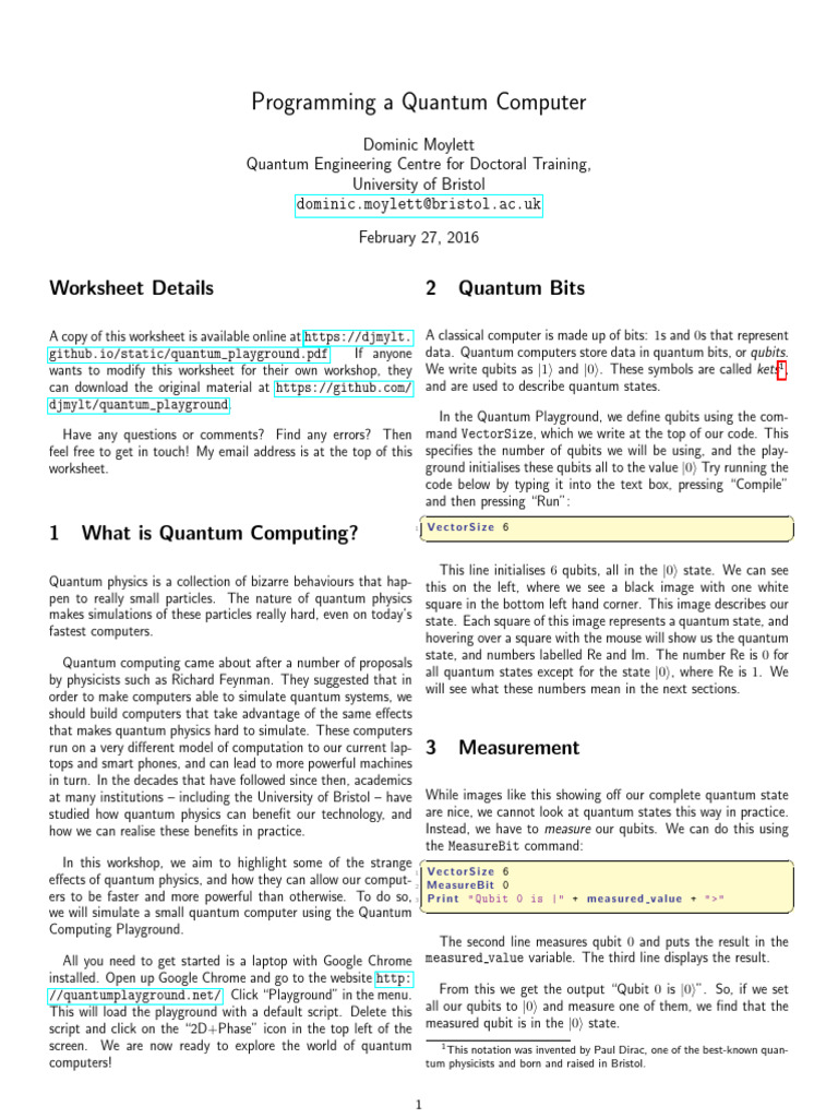 Quantum Computing Basics for Programmers | PDF | Quantum Computing ...