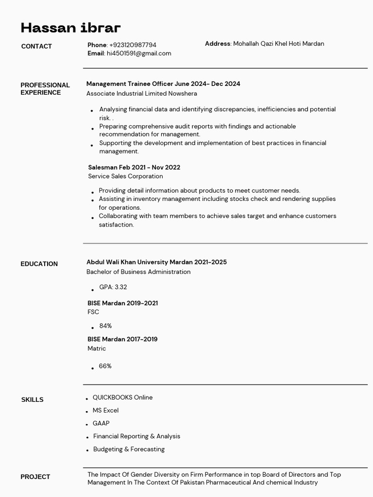 Hassan Ibrar Resume PDF | PDF