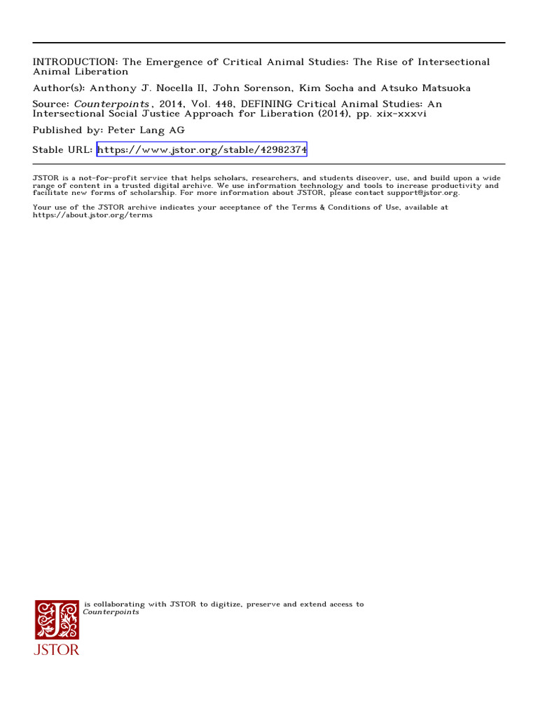 The Emergence of Critical Animal Studies | PDF | Animal Rights | Positivism