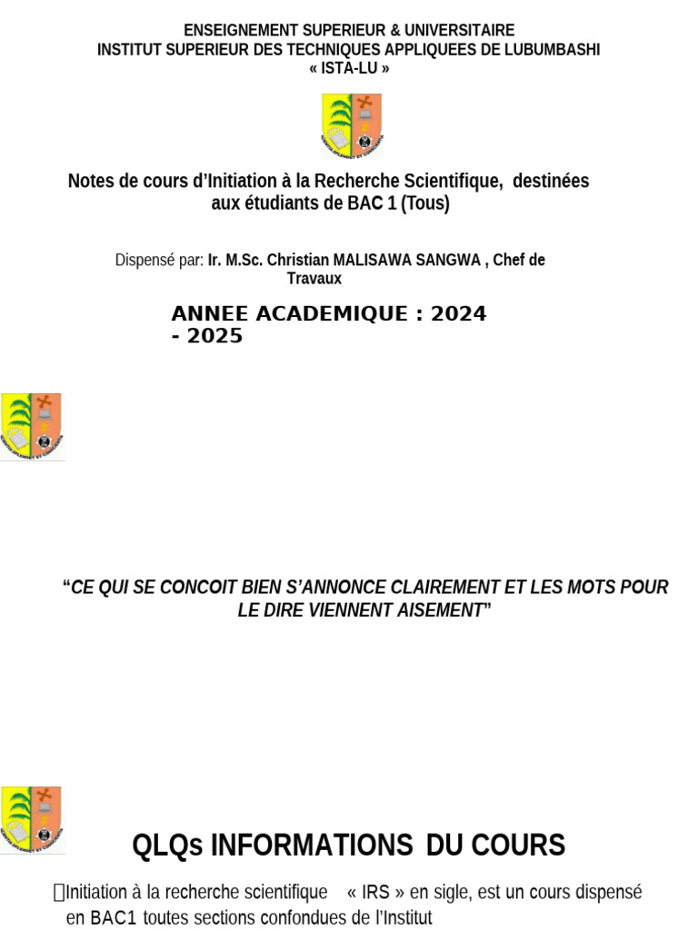 Irs Malisawa 2025 Ista-lu | PDF | Méthode scientifique | Science