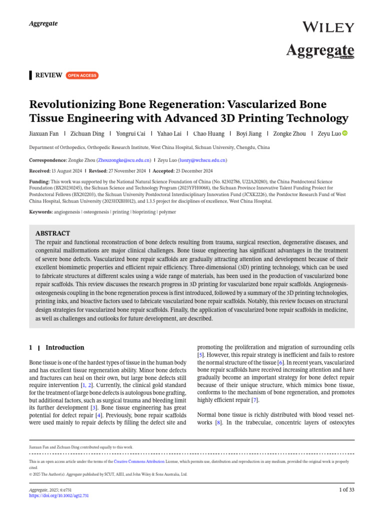 Revolutionizing Bone Regeneration Vascularized Bon | PDF | Tissue Engineering | Bone
