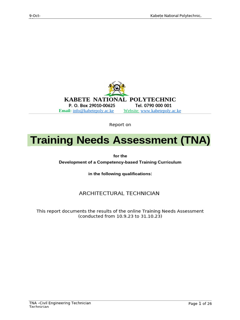 Civil Engineering Technician Tna - Level 6 | PDF | Engineering ...