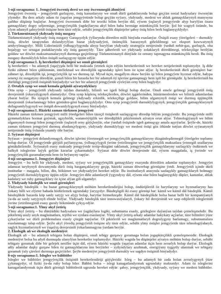 Jemgyýeti Öwreniş Synag XII | PDF