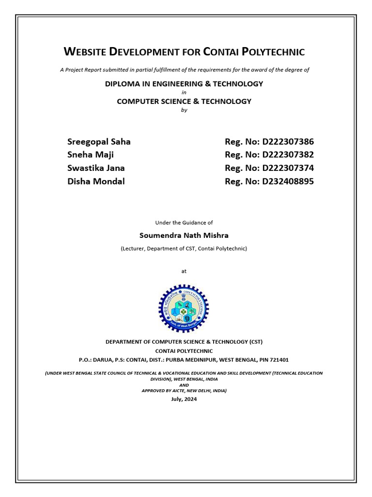 First 4 Page For Project Report | PDF | Educational Stages | Career And Technical Education