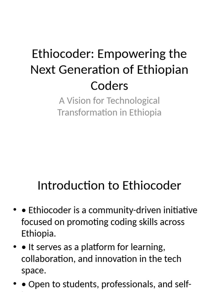 Ethiocoder: Empowering Ethiopian Coders | PDF