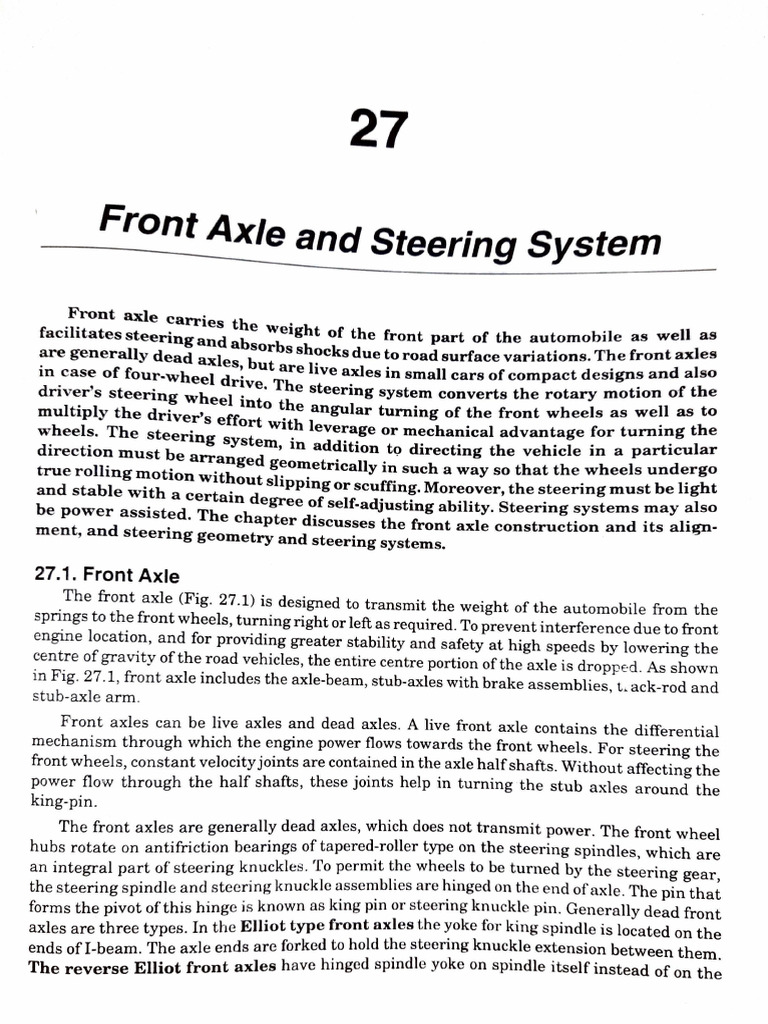 Front Axle Steering System | PDF
