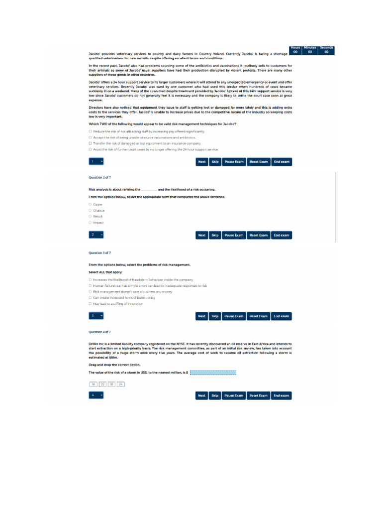 Mock Exam 11-Risk and Risk Exposure | PDF