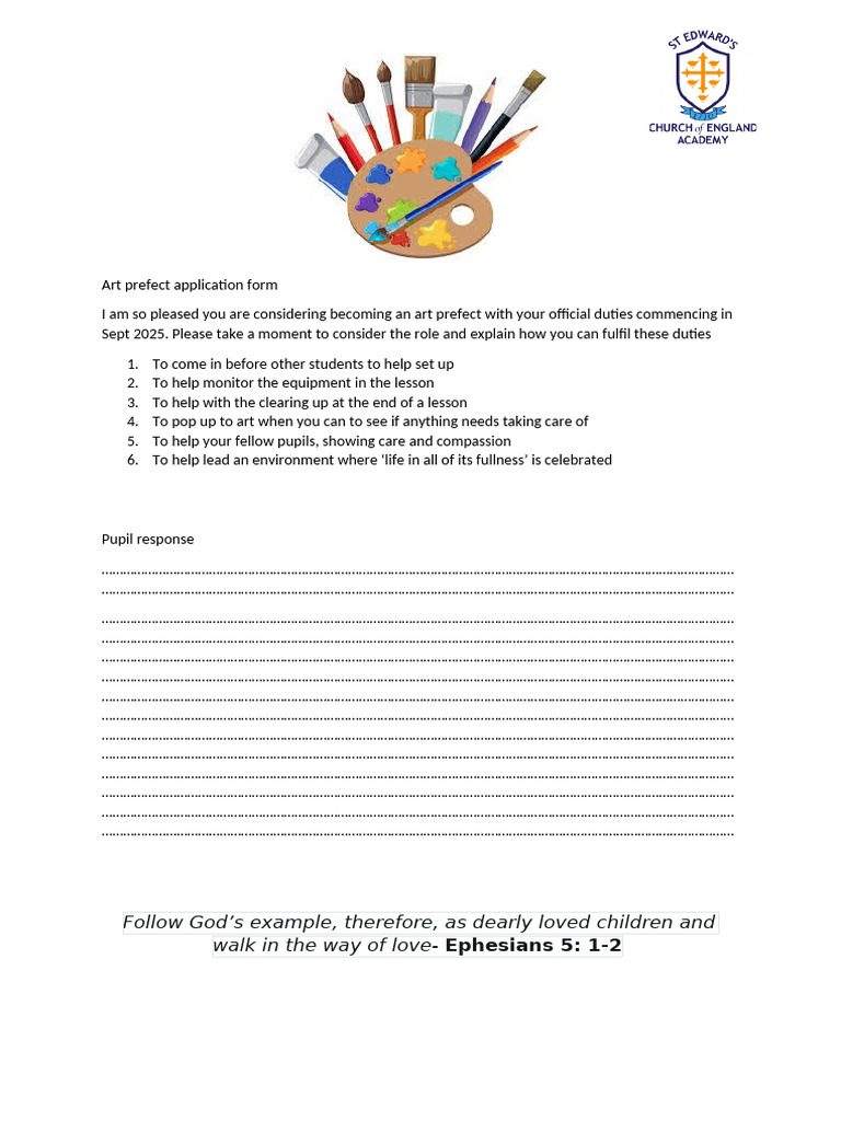 Art Prefect Application Form | PDF