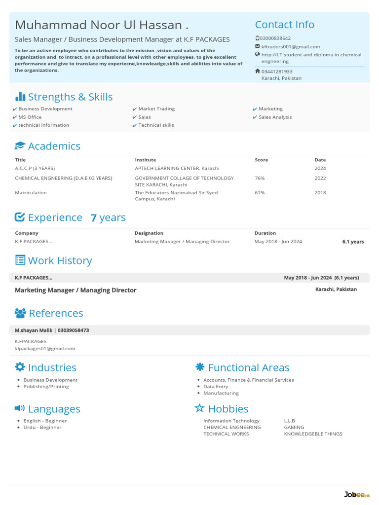 Muhammad Noor Ul Hassan Resume | PDF