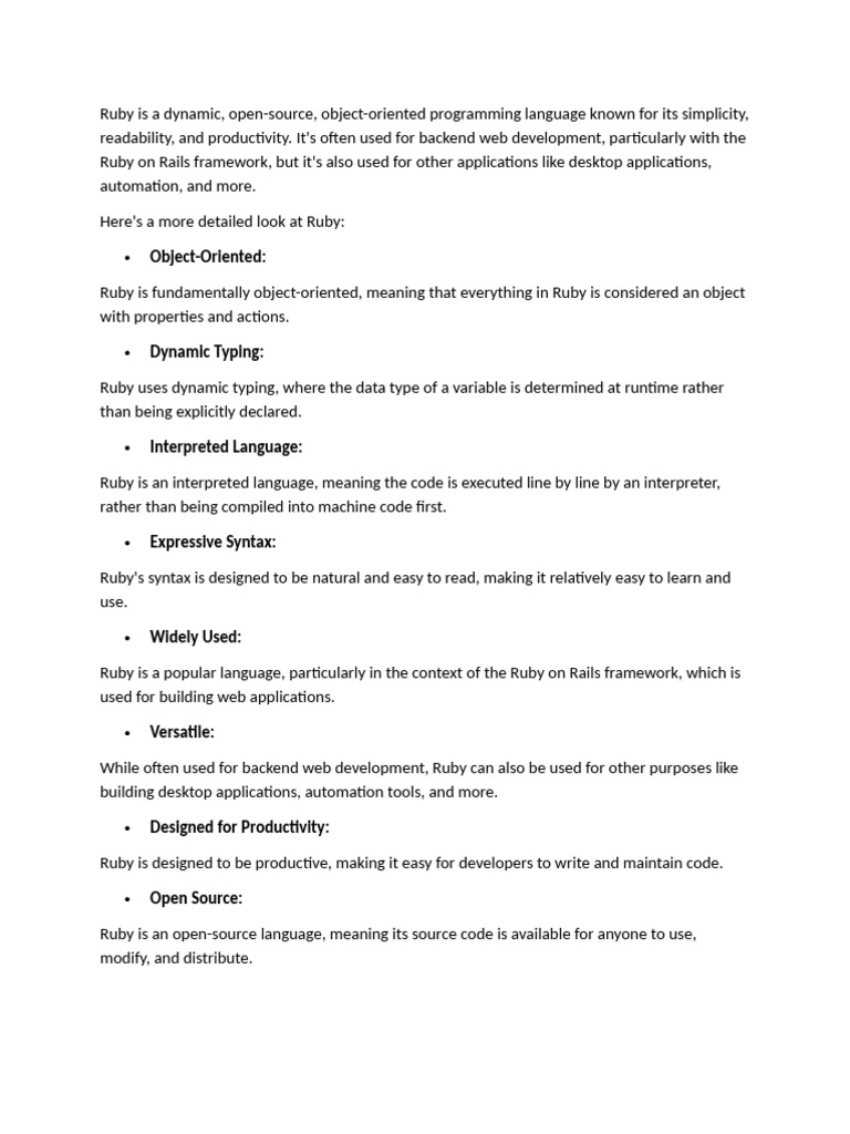 Ruby: Object-Oriented Programming Overview | PDF