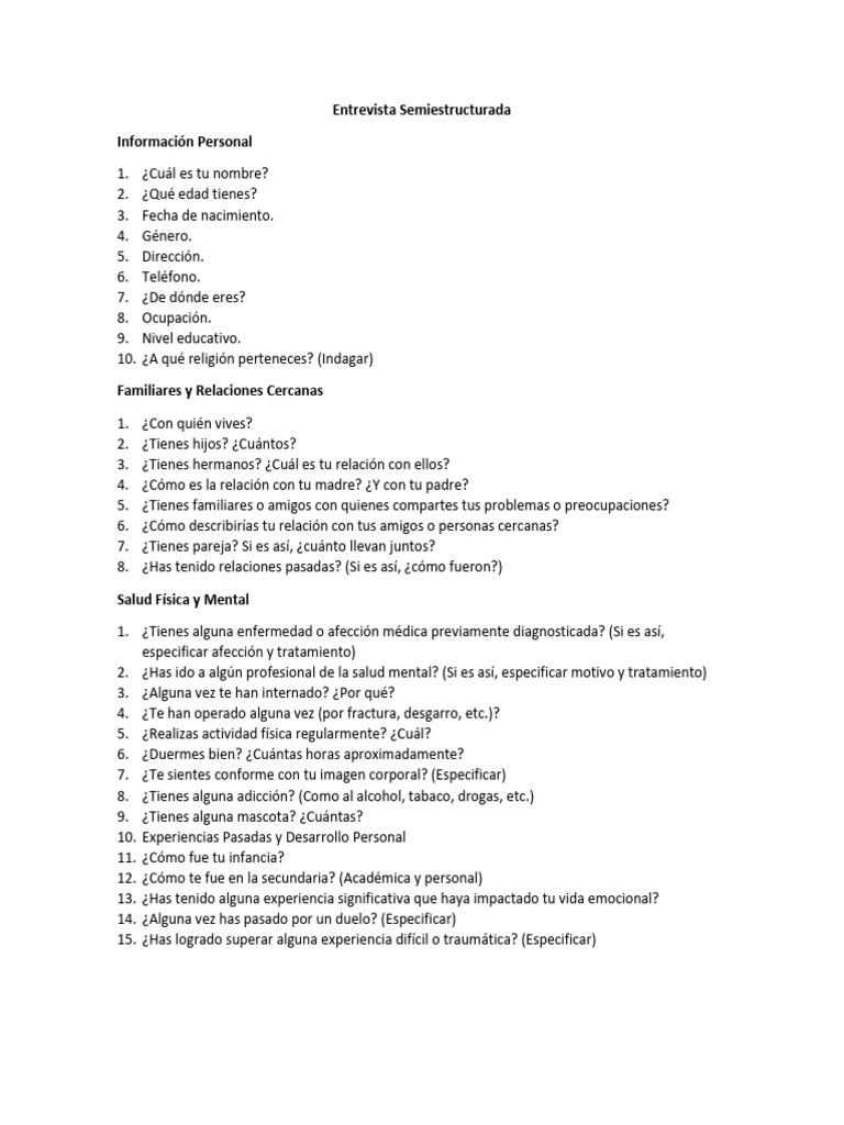 Entrevista Semiestructurada | PDF | Sicología | Ciencias del comportamiento