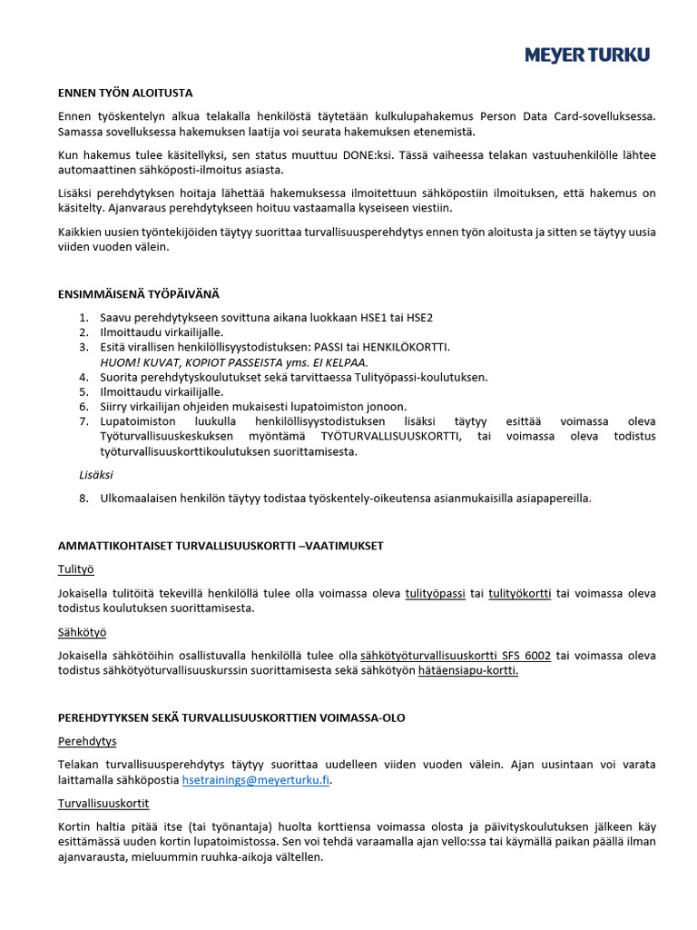 Before Starting Work Permit Office | PDF