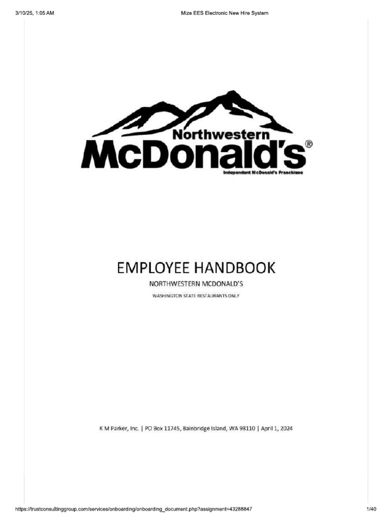 MC, Donalds Employee Handbook | PDF