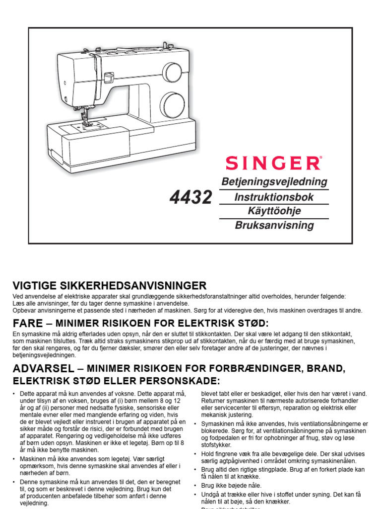 SINGER® Heavy Duty 4432 Sewing Machine | PDF