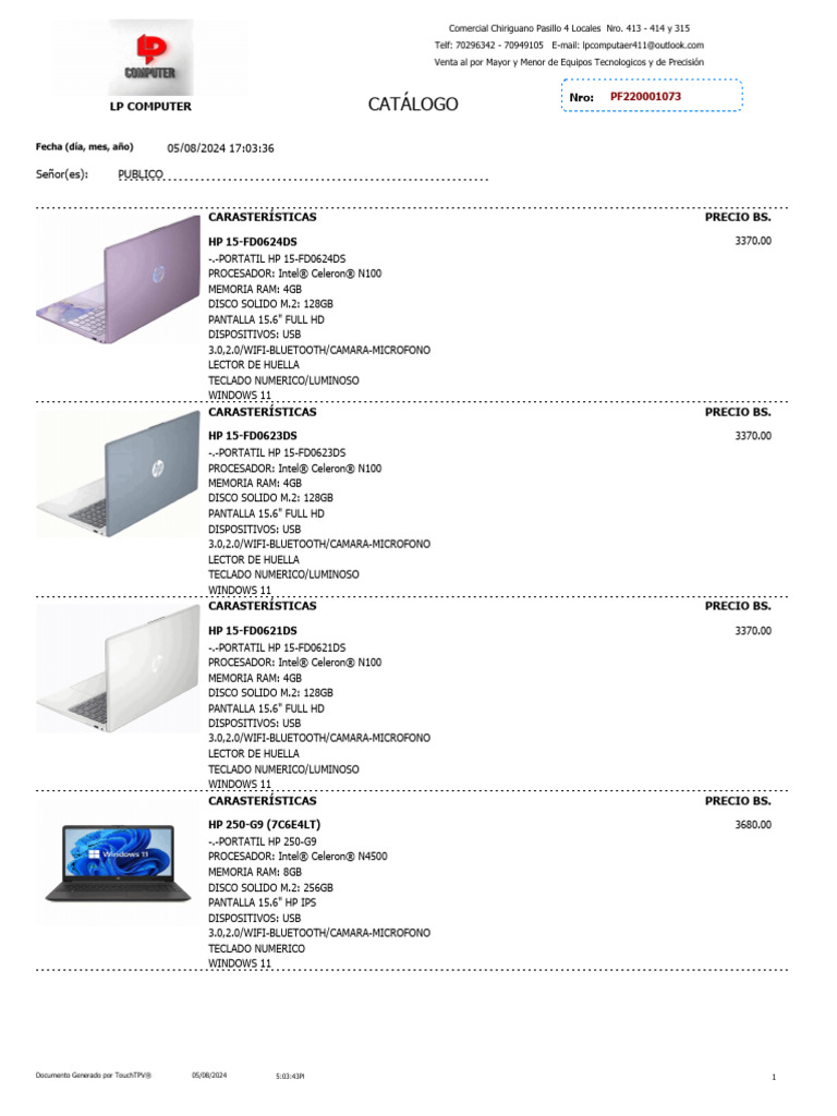 Catalogo LP Computer (Agosto) | PDF | Ordenador portátil | USB