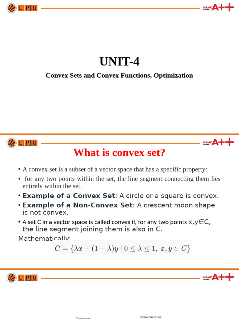 UNIT4 - Convex Sets and Convex Functions, Optimization | PDF | Mathematical Optimization ...