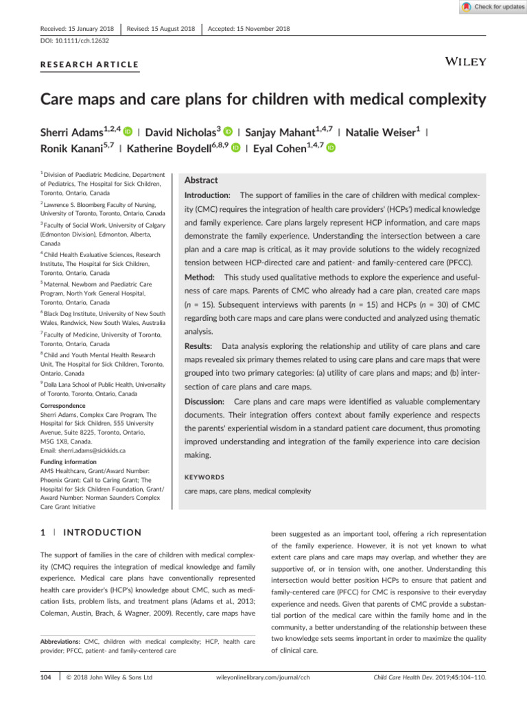 Care Maps and Care Plans For Children With Medical Complexity | PDF ...