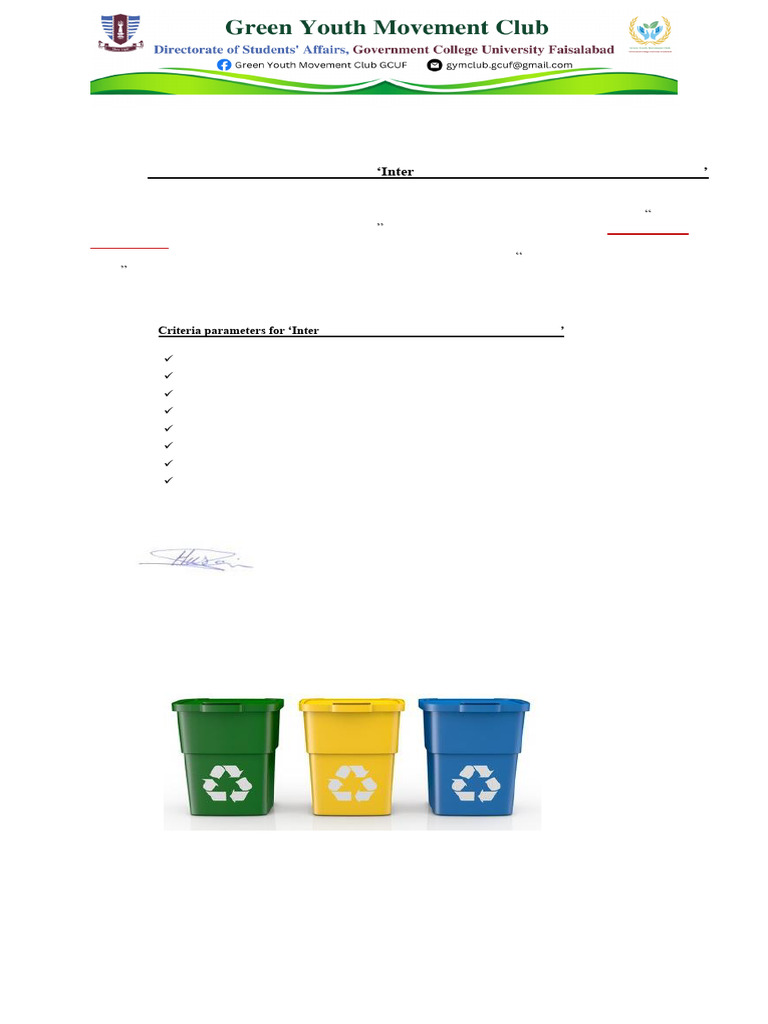 Revised Schedule Cleanliness Competition | PDF