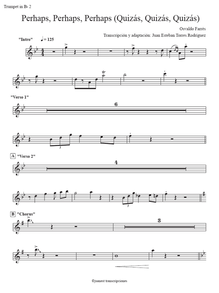 Quizás, Quizás, Quizás FM - Trumpet in BB 2 | PDF | Musical Forms