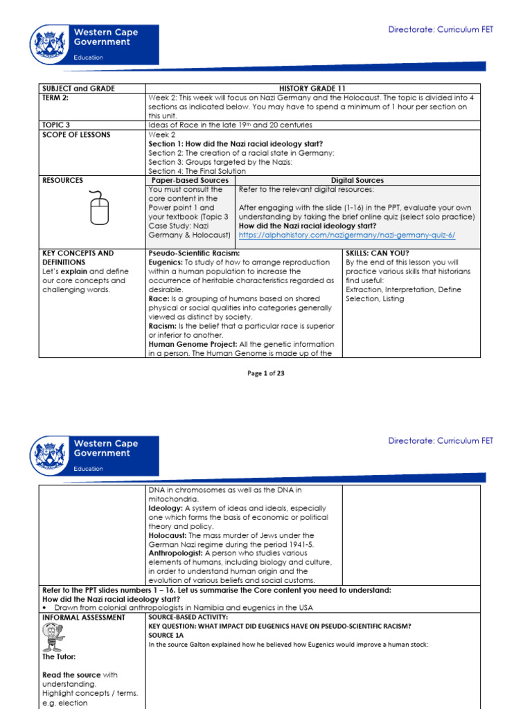 History Grade 11 Term 2 Week 2 - 2020 | PDF | Nazism | Nazi Germany