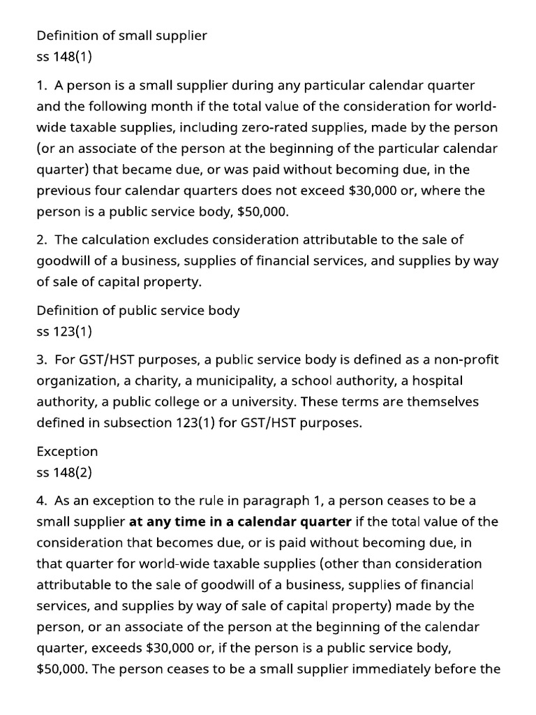 Canada - Small Supplier | PDF