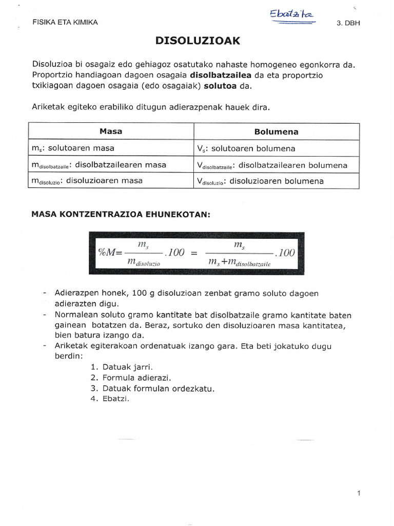 Disoluzioak_Ariketak TXOSTENA Ebatzita | PDF