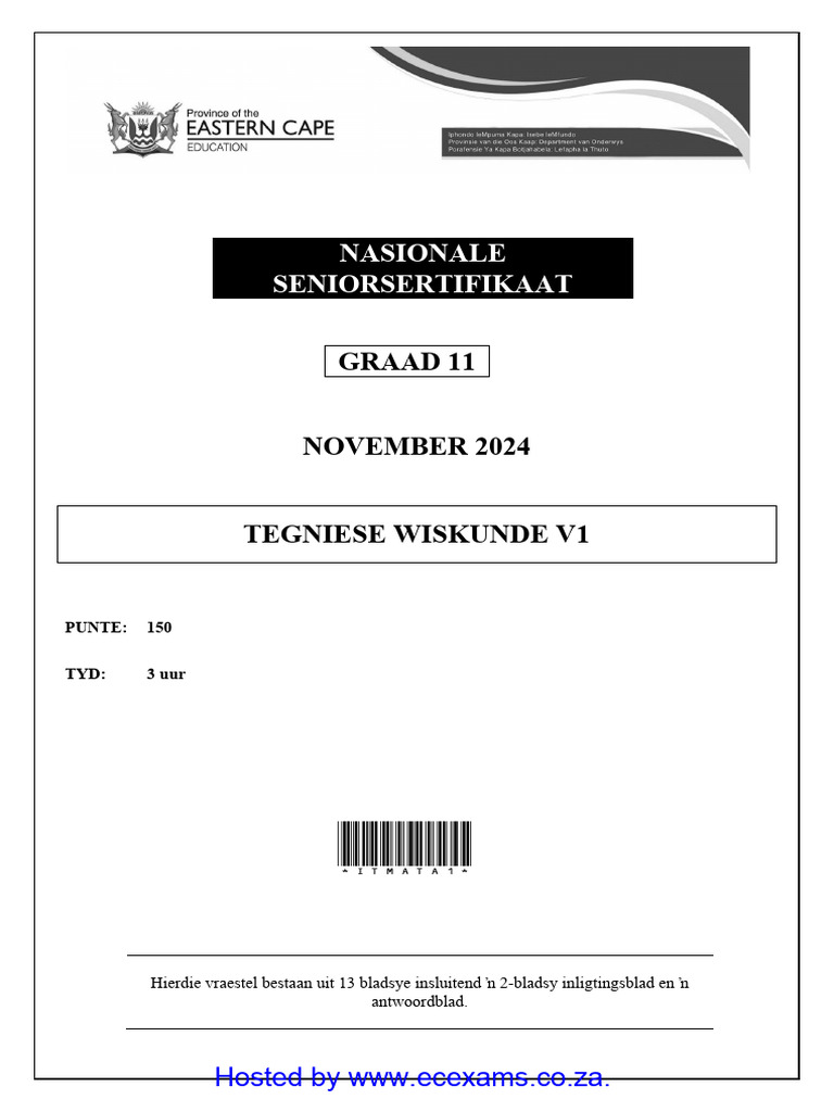 Technical Mathematics P1 QP GR11 AFR DD - Watermark | PDF