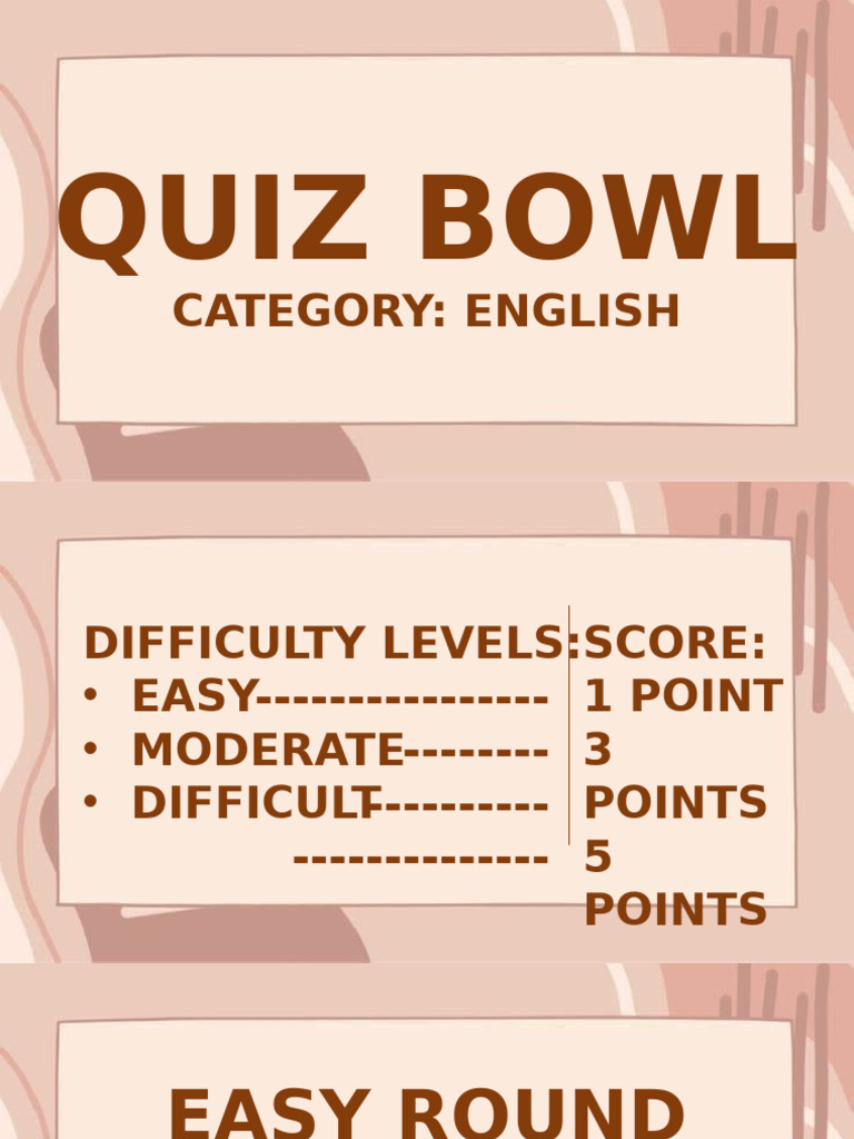 Quizbowl English (Elem) | PDF | Part Of Speech | Adverb