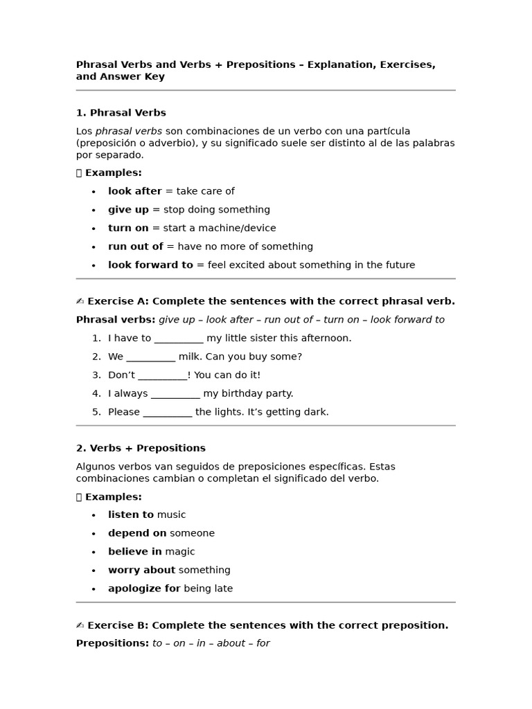 Phrasal Verbs and Prepositions | PDF