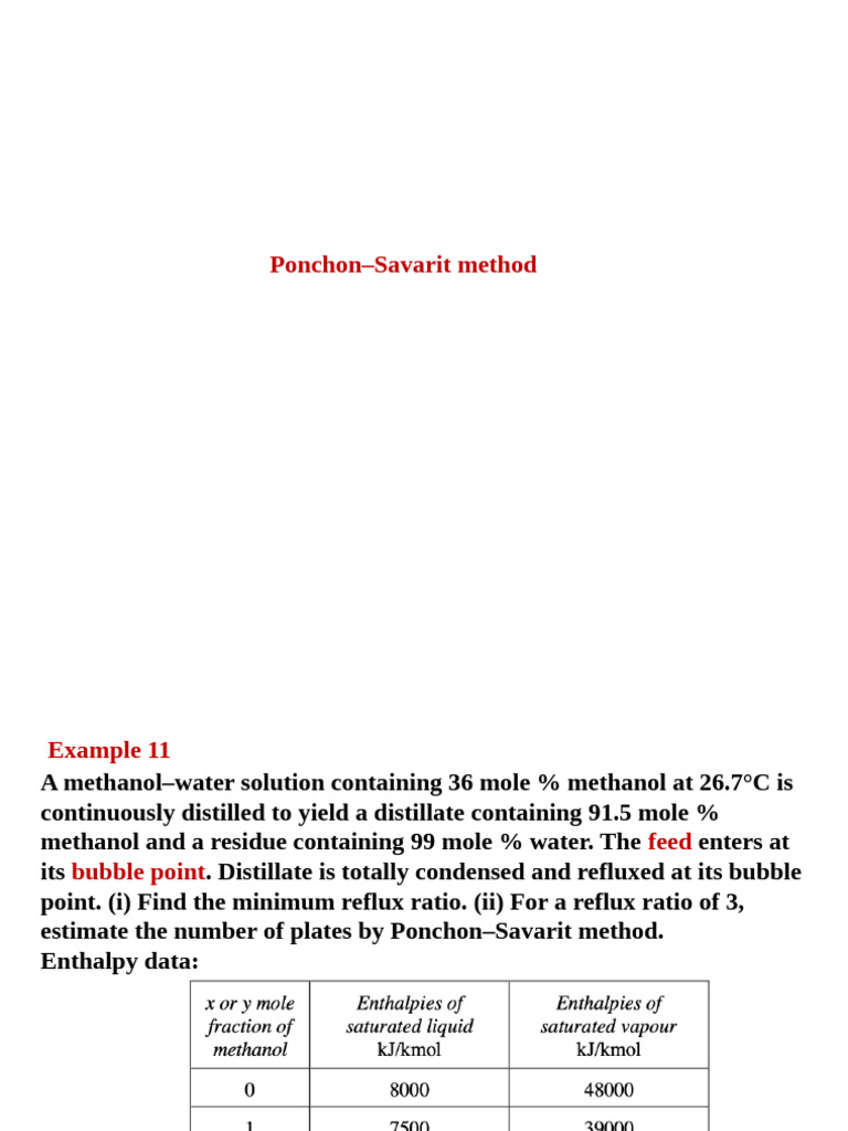 Ponchon-Savarit Method for Distillation Analysis | PDF | Distillation ...
